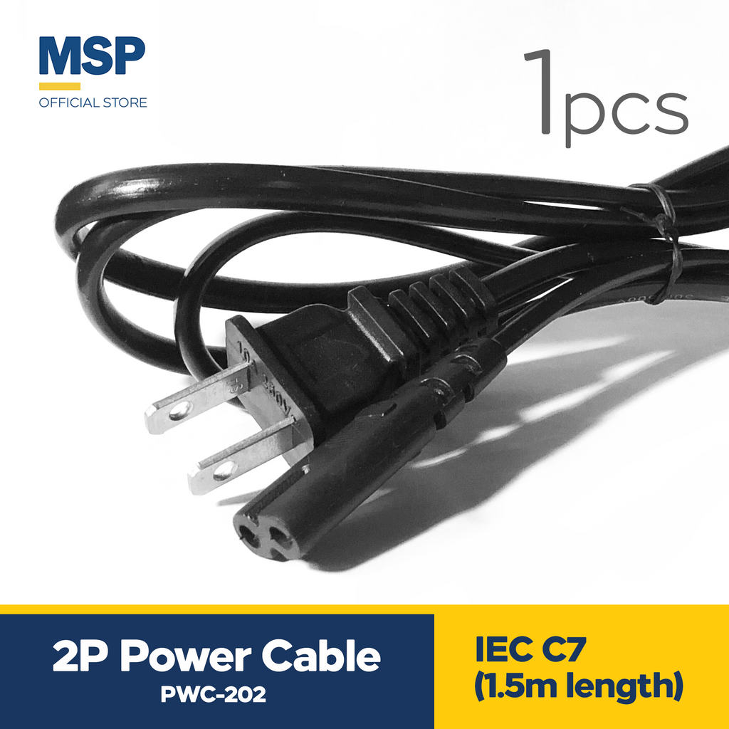 1pc 2P Power Cable IEC C7 (1.5m length) – MSP Philippines