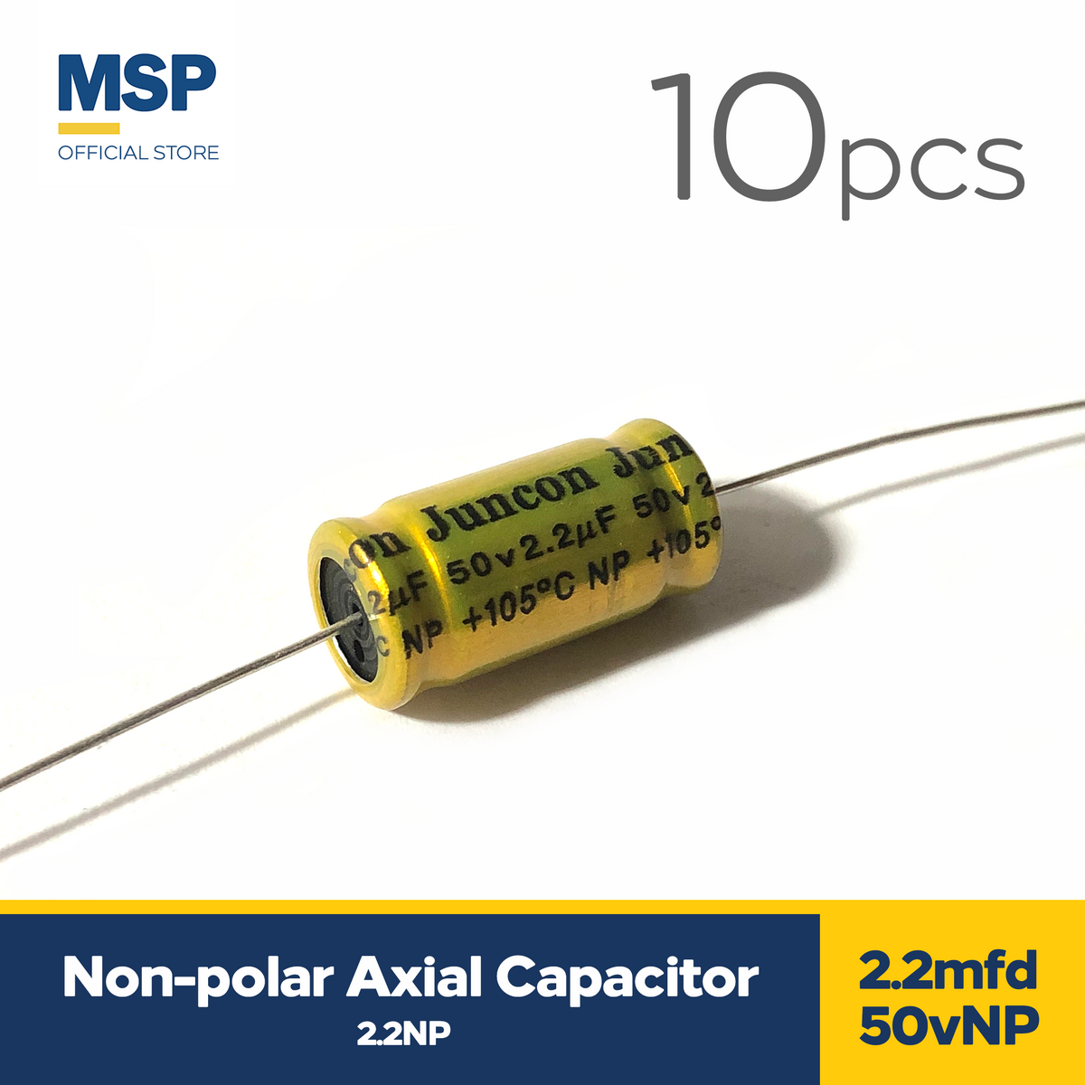 10pc Non-polar axial capacitor – 2.2mfd 50vNP – MSP Philippines