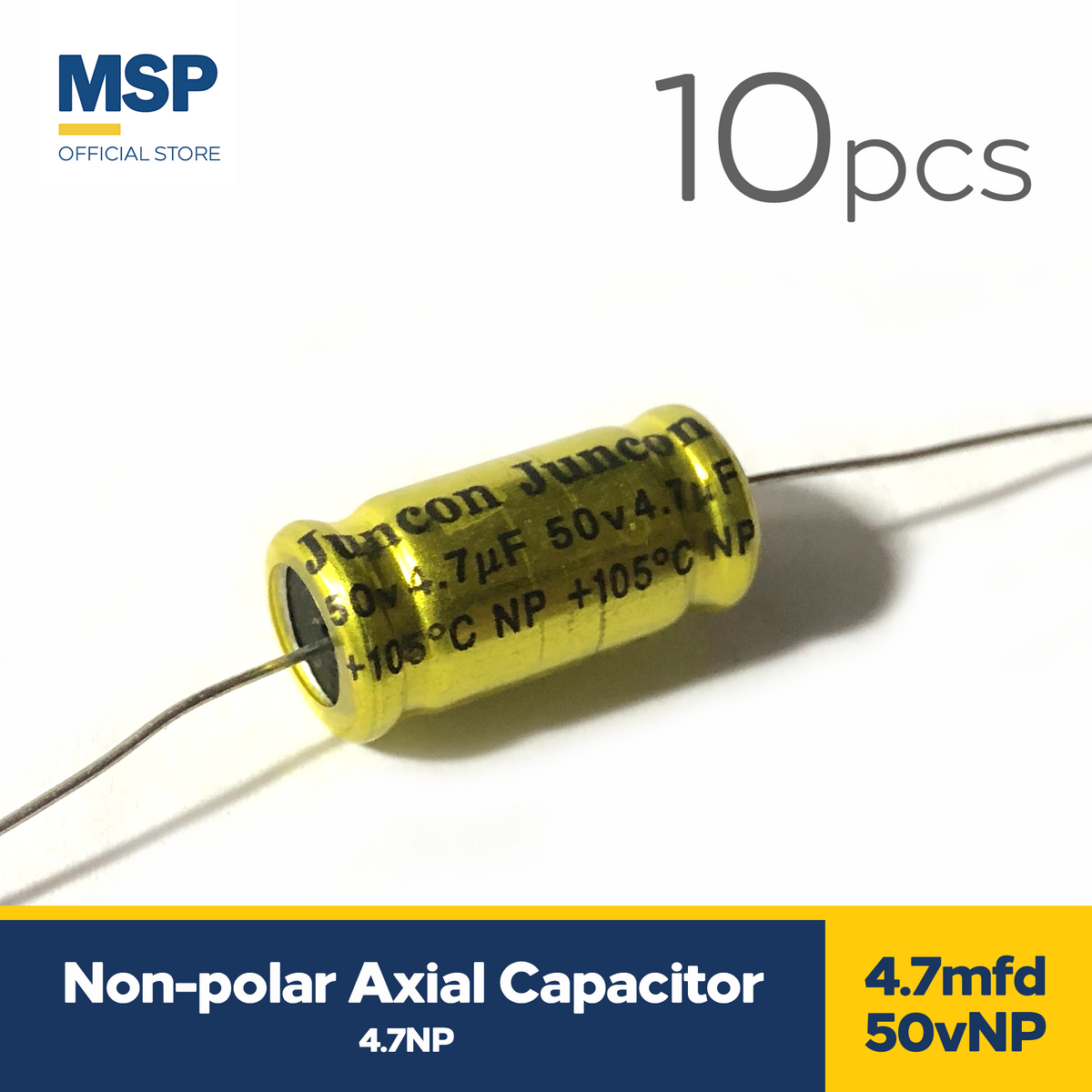 10pc Non-polar axial capacitor – 4.7mfd 50vNP – MSP Philippines