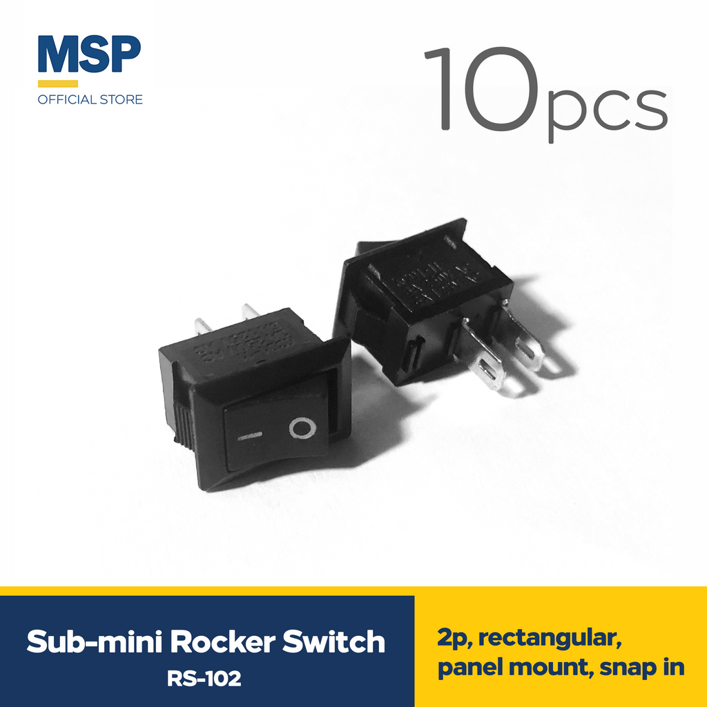 10pcs Sub-mini rocker switch 2p, rectangular, panel mount, snap in ...