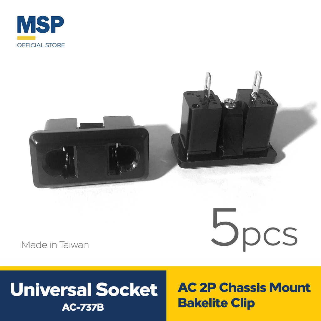 5pcs AC 2P Universal socket, chassis mount, bakelite clip – MSP Philippines